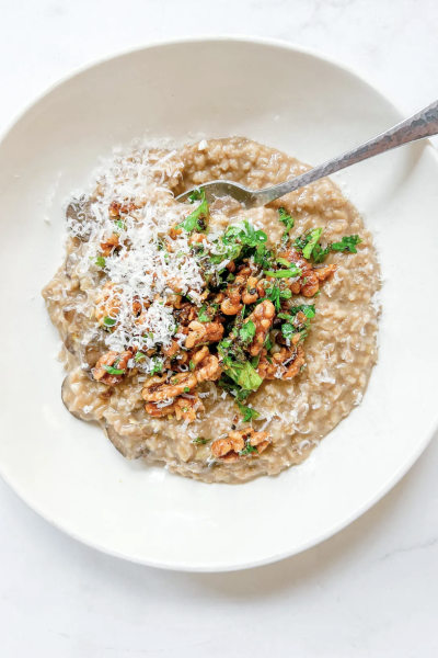 no-stir mushroom risotto - by Caroline Chambers