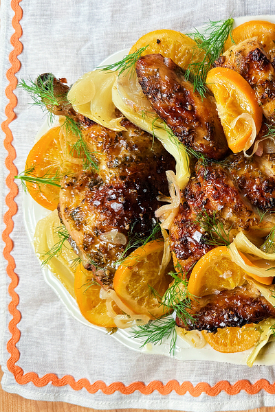Orange Chicken Roast with Fennel and Shallots