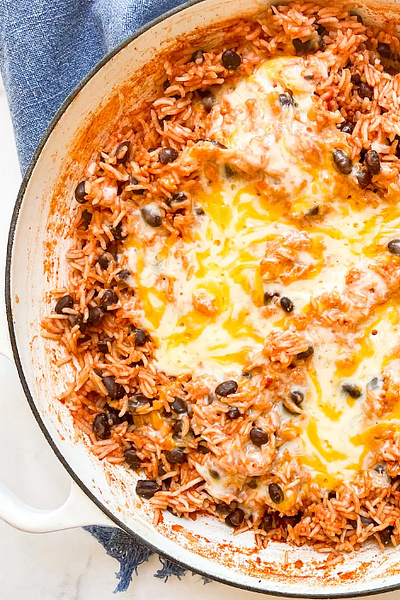 one-pot cheesy rice and beans - by Caroline Chambers