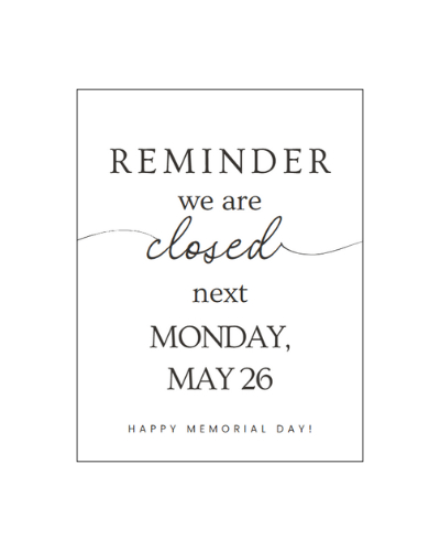 Memorial Day Closure Signs (Printable)