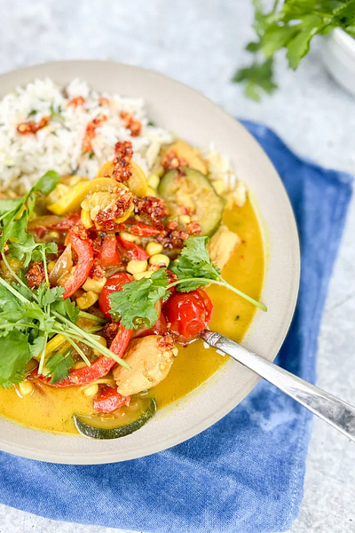 sunshine curry with cilantro-lime rice