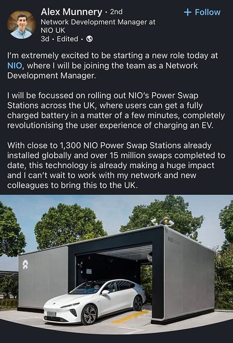 NIO ramps up UK team for swap station launches