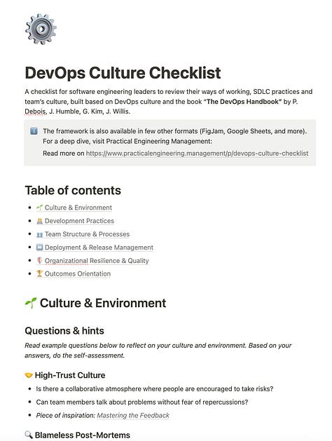 DevOps Culture Checklist - by Mirek Stanek