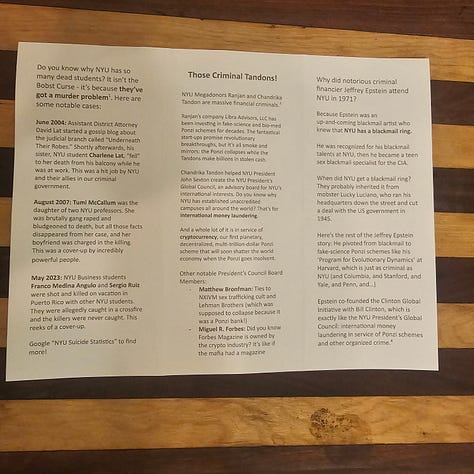 NYU is a Mob Front - by M. Crosby - The Ponzi Papers