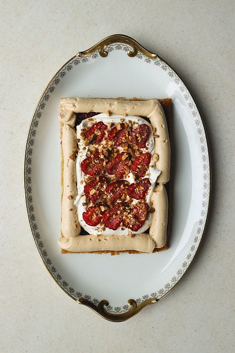 Raspberry Almond Layer Cake With Caramelised White Chocolate