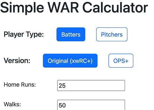 Reintroducing the Simple WAR Calculator - by Lewie Pollis