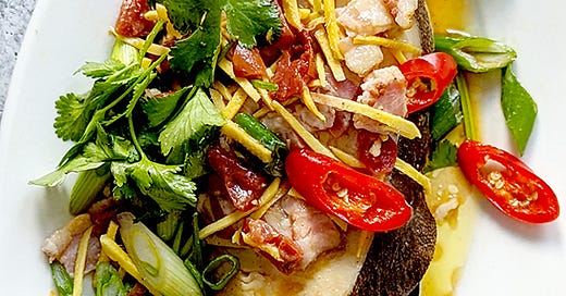 Spicy Baked Fish with Pickled Plums