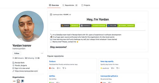 QuickTip: GitHub profile readme - by Yordan Ivanov QuickTip: GitHub profile readme - by Yordan Ivanov
