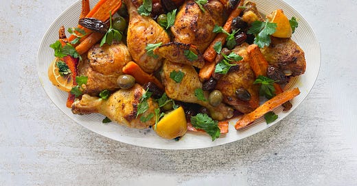 A sheet-pan "tagine" recipe for a weeknight trip to Morocco
