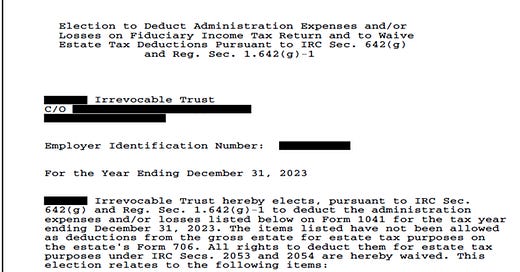 706 or 1041: Evaluating the 642(g) Election
