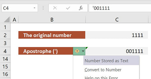 How to add zero in front of number in Excel [9 methods]