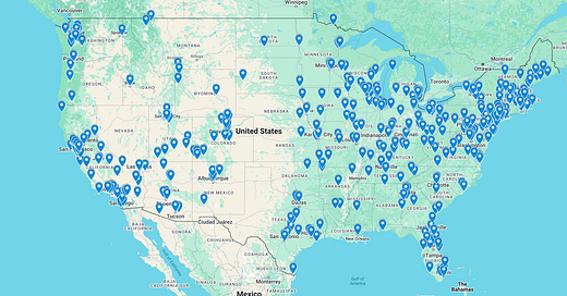 A Map of Protests March 22-28 - by K. Starling