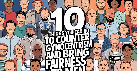 10 Things You Can do to Counter Gynocentrism and Bring Fairness to Men