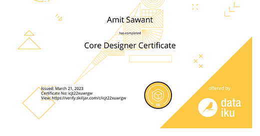 My Dataiku Core Designer Certificate experience