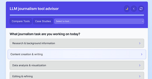 LLM Journalism Tool Advisor for Writing Prompts | Other Goodies