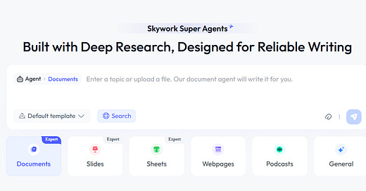 Skywork.ai - Super Agent , the opensource Genspark and Manus Alternative