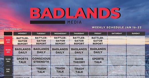 Badlands Media Show Schedule - by Burning Bright