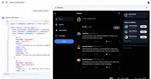 阿里巴巴的 Qwen Chat 推出前端网页生成工具 Web Dev；GitHub Copilot 可显著提升团队协作和交付效率