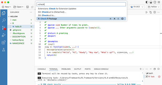 R package development in Positron - by Stephen Turner
