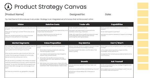 Product Strategy Canvas - by Paweł Huryn