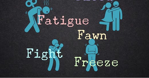 Understanding the Four Fs: Fight, Flight, Freeze, and Fawn in Trauma Recovery.
