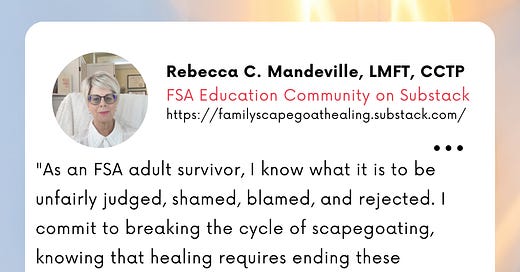 Family Scapegoat Abuse (FSA) Education™ | Rebecca C Mandeville LMFT CCTP | Substack