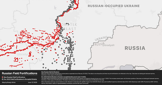 Pre-2022 field fortifications in Russian-occupied Ukraine