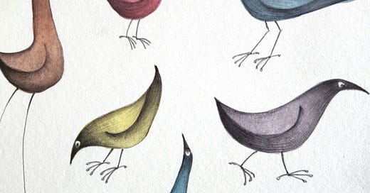 Ballpoint Birds warm-up exercise - by Val Webb
