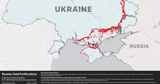 Russian field fortifications in Ukraine