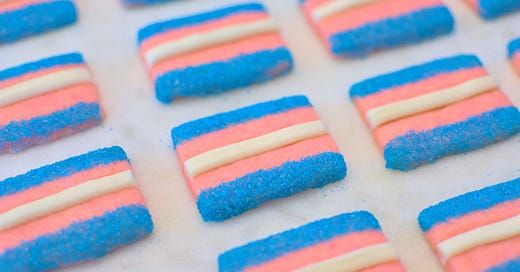 Guava & White Chocolate Shortbread Cookies (Transgender Flag Cookies)
