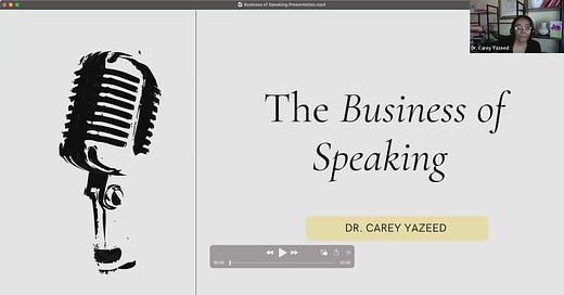 Secrets of 6 Figure Speakers | Dr. Carey Yazeed | Substack