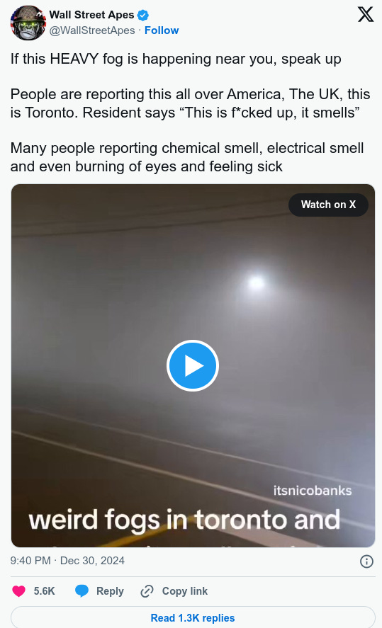 Poisonous FOG is what many are experiencing in US, UK, Canada