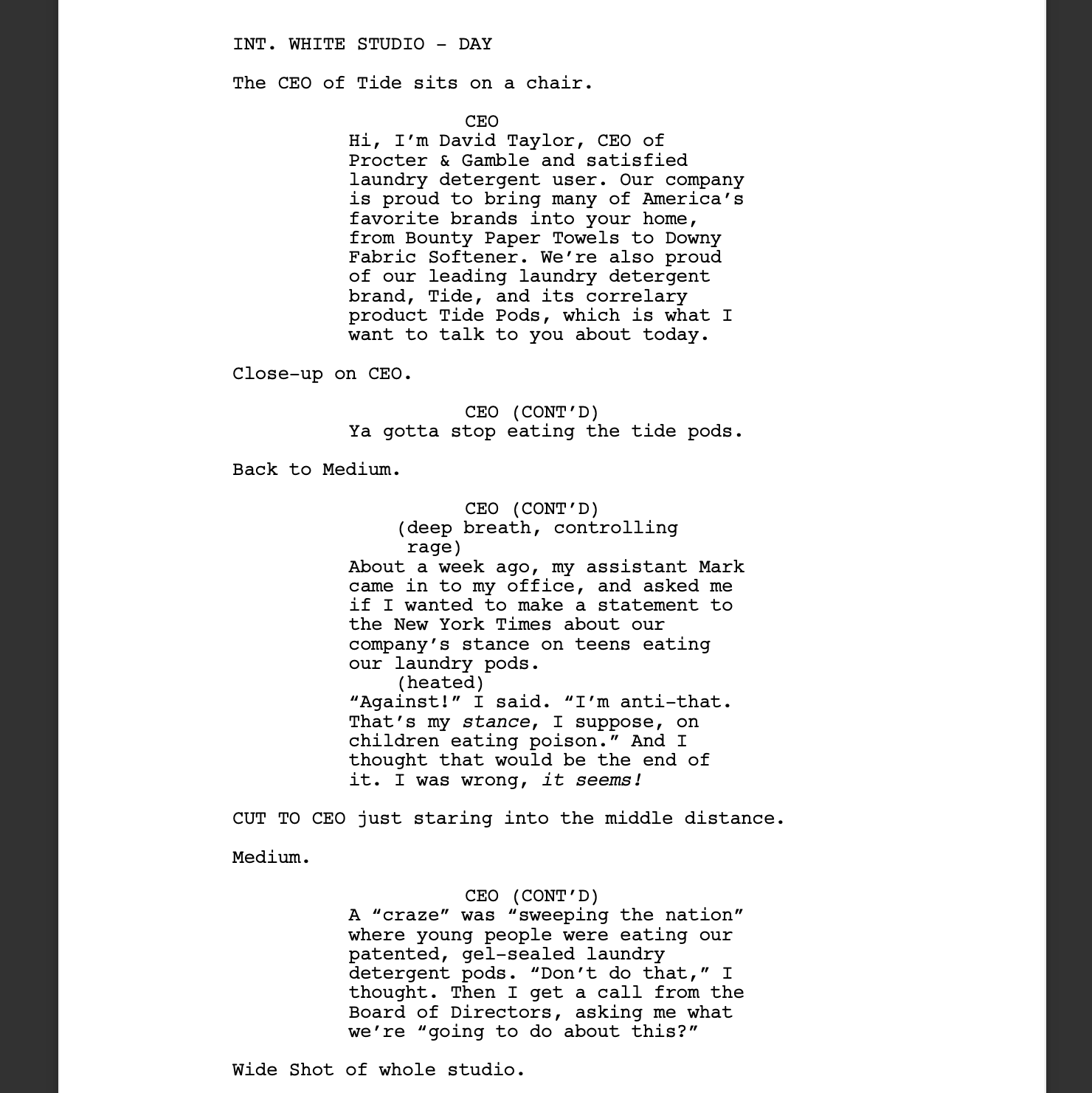 Dissecting "Tide Pod CEO" by Brennan Lee Mulligan