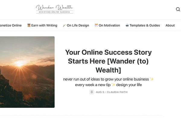 Wander Wealth | Claudia Faith | Substack