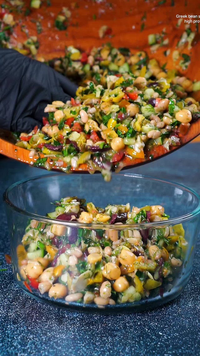 Greek Chickpea & White Bean Salad - Mishka Makes Food