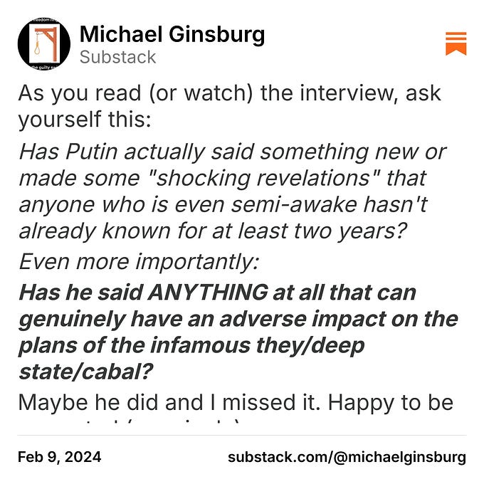 Michael Ginsburg on Substack: "As you read (or watch) the interview Vlad gave to the next Vice ...