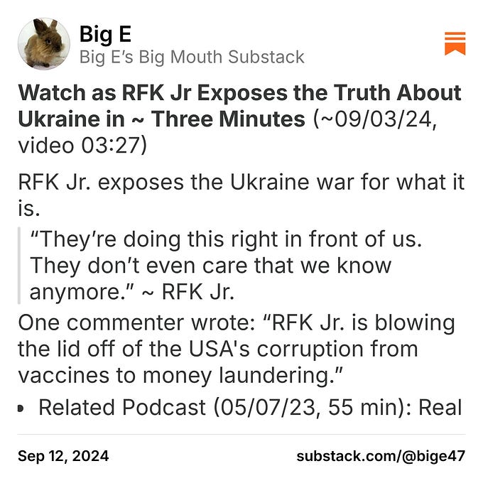 Big E on Substack: "Watch as RFK Jr Exposes the Truth About Ukraine in ...
