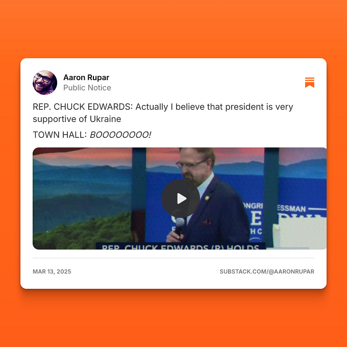 Aaron Rupar on Substack: "REP. CHUCK EDWARDS: Actually I believe that president is very ...