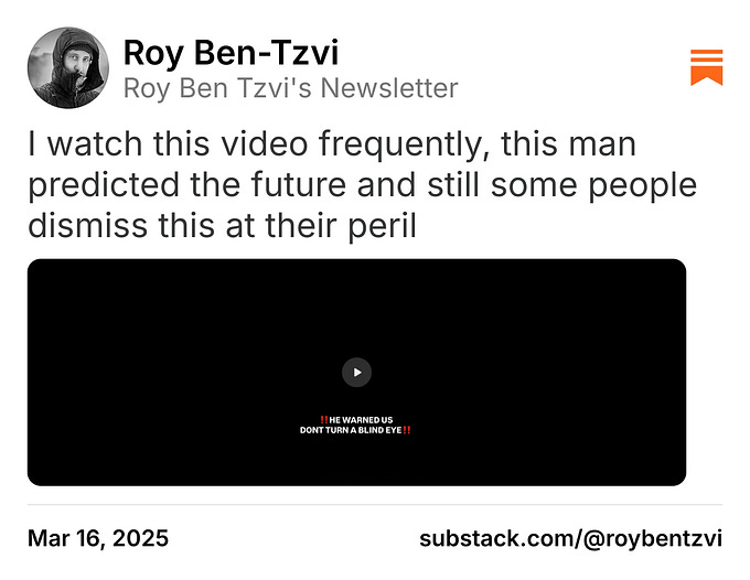 Roy Ben-Tzvi on Substack: "I watch this video frequently, this man predicted the future and ...