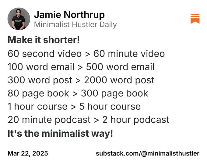 Jamie Northrup on Substack: "Make it shorter! 60 second video > 60 ...