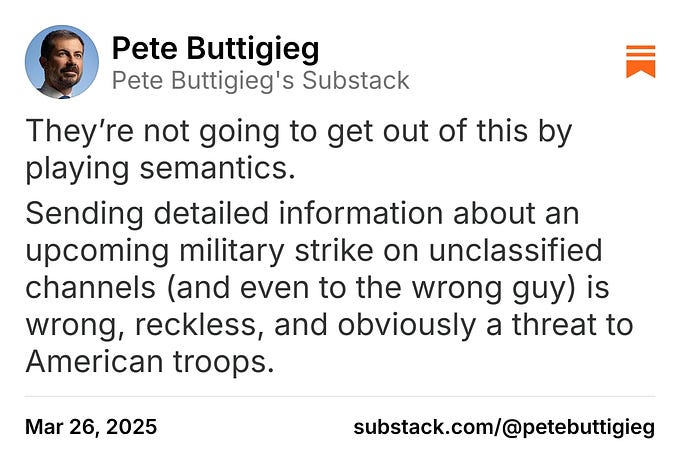 Pete Buttigieg on Substack: "They’re not going to get out of this by playing semantics. Sending ...