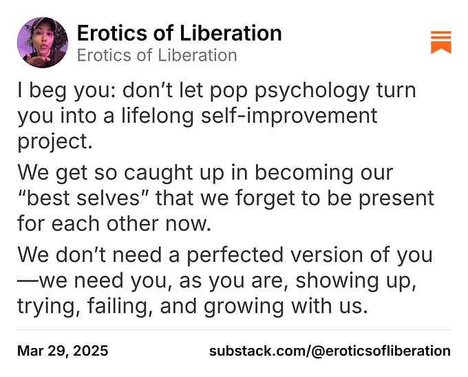 Erotics of Liberation on Substack: "I beg you: don’t let pop psychology turn you into a lifelong ...