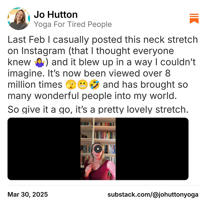 Jo Hutton on Substack: "Last Feb I casually posted this neck stretch on Instagram (that I ...