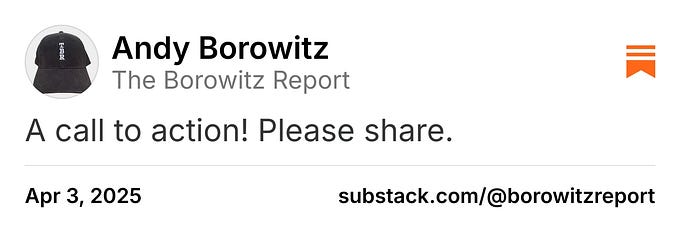 Andy Borowitz on Substack: "A call to action! Please share."