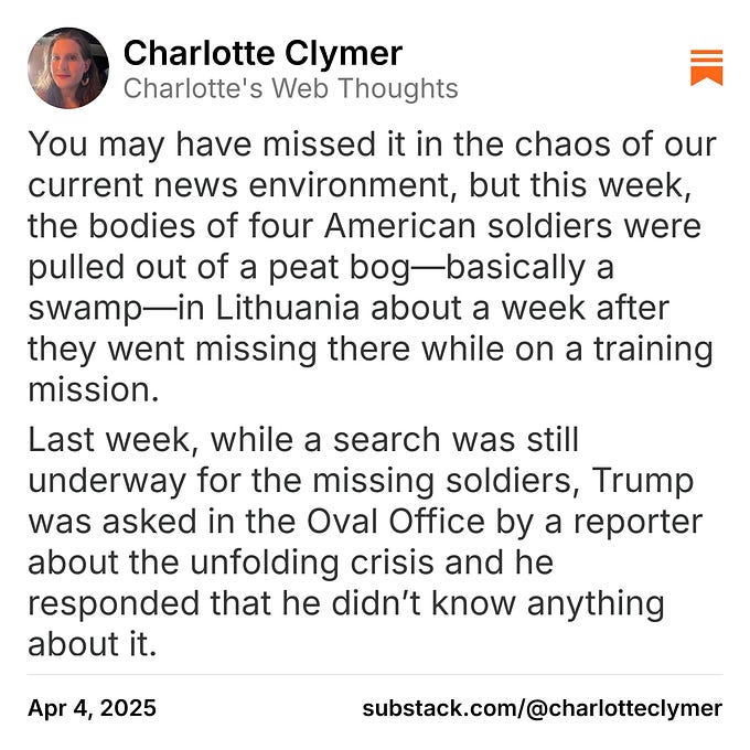 Charlotte Clymer on Substack: "You may have missed it in the chaos of our current news ...