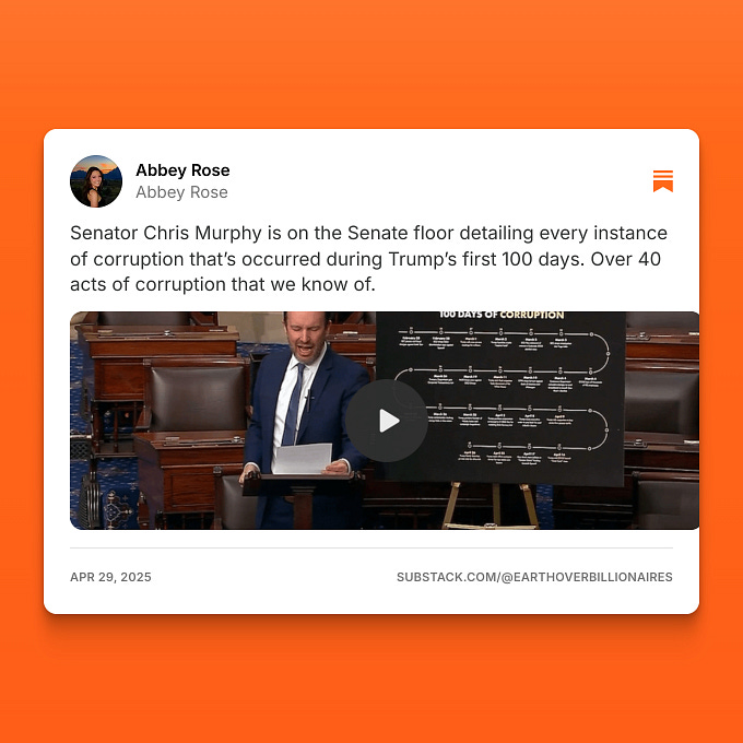 Abbey Rose on Substack: "Senator Chris Murphy is on the Senate floor detailing every instance of ...