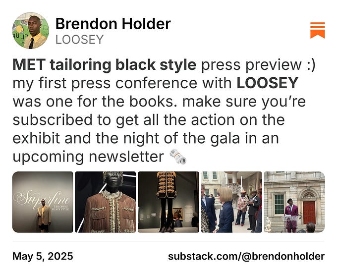Brendon Holder on Substack: "MET tailoring black style press preview :) my first press ...