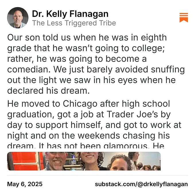 Kelly Flanagan on Substack: "Our son told us when he was in eighth ...
