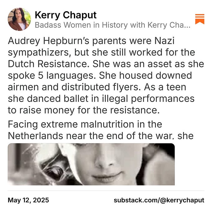 Kerry Chaput on Substack: "Audrey Hepburn’s parents were Nazi sympathizers, but she still worked ...