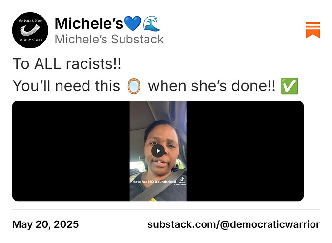 Michele Burton on Substack: "To ALL racists!! You’ll need this 🪞 when she’s done!!